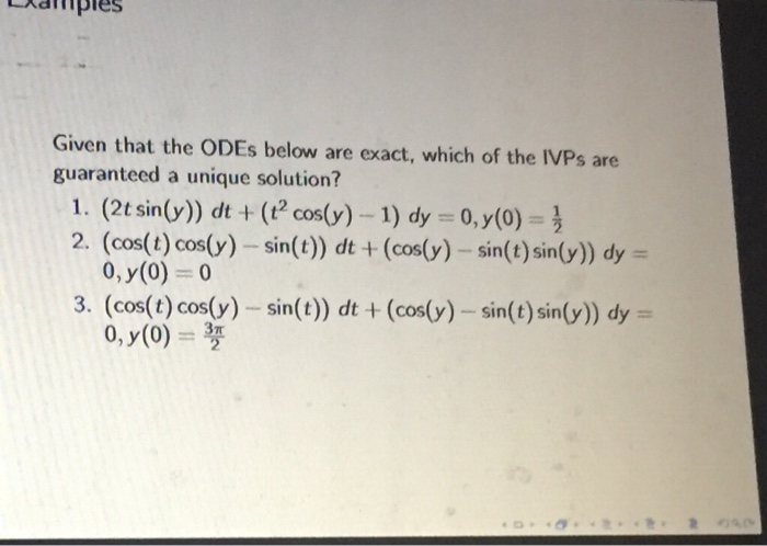 Solved Given that the ODEs below are exact, which of the | Chegg.com