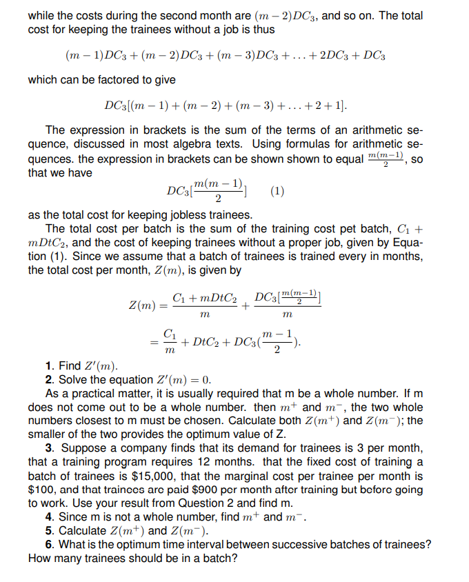 Solved In this application, we set up a mathematical model | Chegg.com