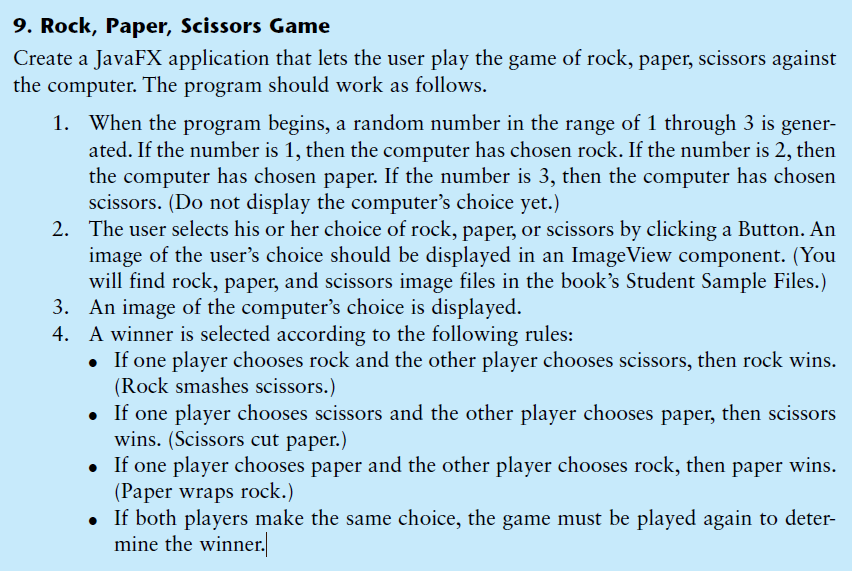 Solved 9. Rock, Paper, Scissors Game Create a JavaFX | Chegg.com