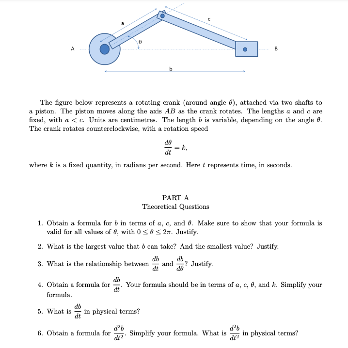 Solved с A B b The figure below represents a rotating crank | Chegg.com
