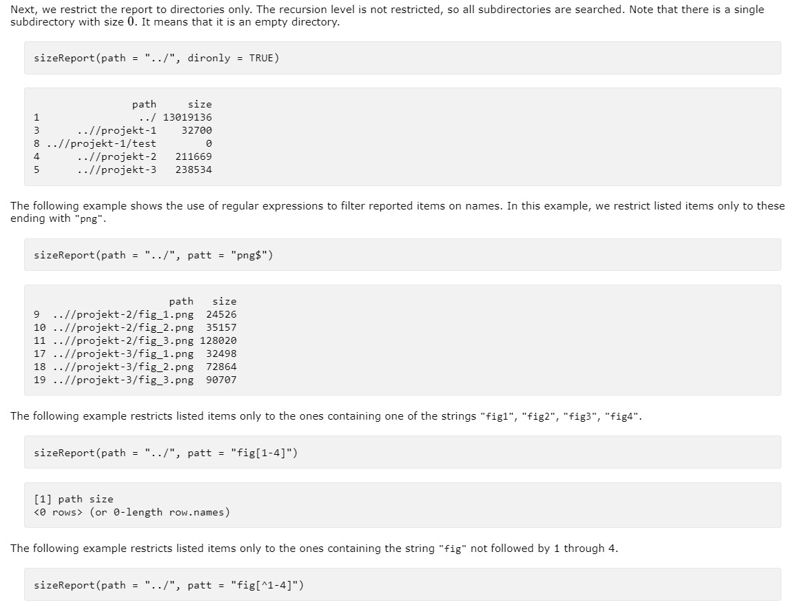 Solved Please provide code creating a function sizeReport() | Chegg.com