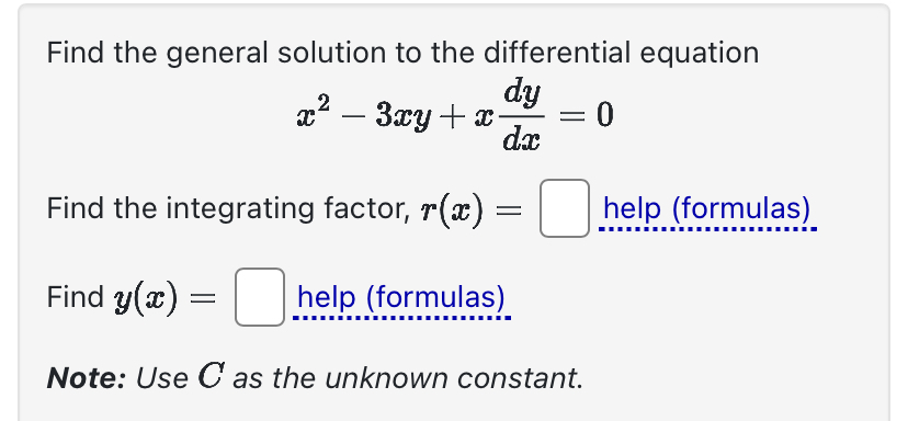 Solved Find the general solution to ﻿the differential | Chegg.com