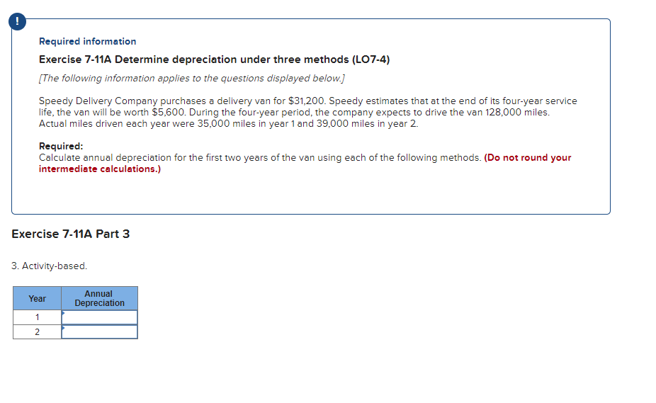 Solved Required information Exercise 7-11A Determine | Chegg.com