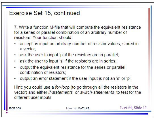 Solved Exercise Set 15 Continued 7 Write A Function M File 