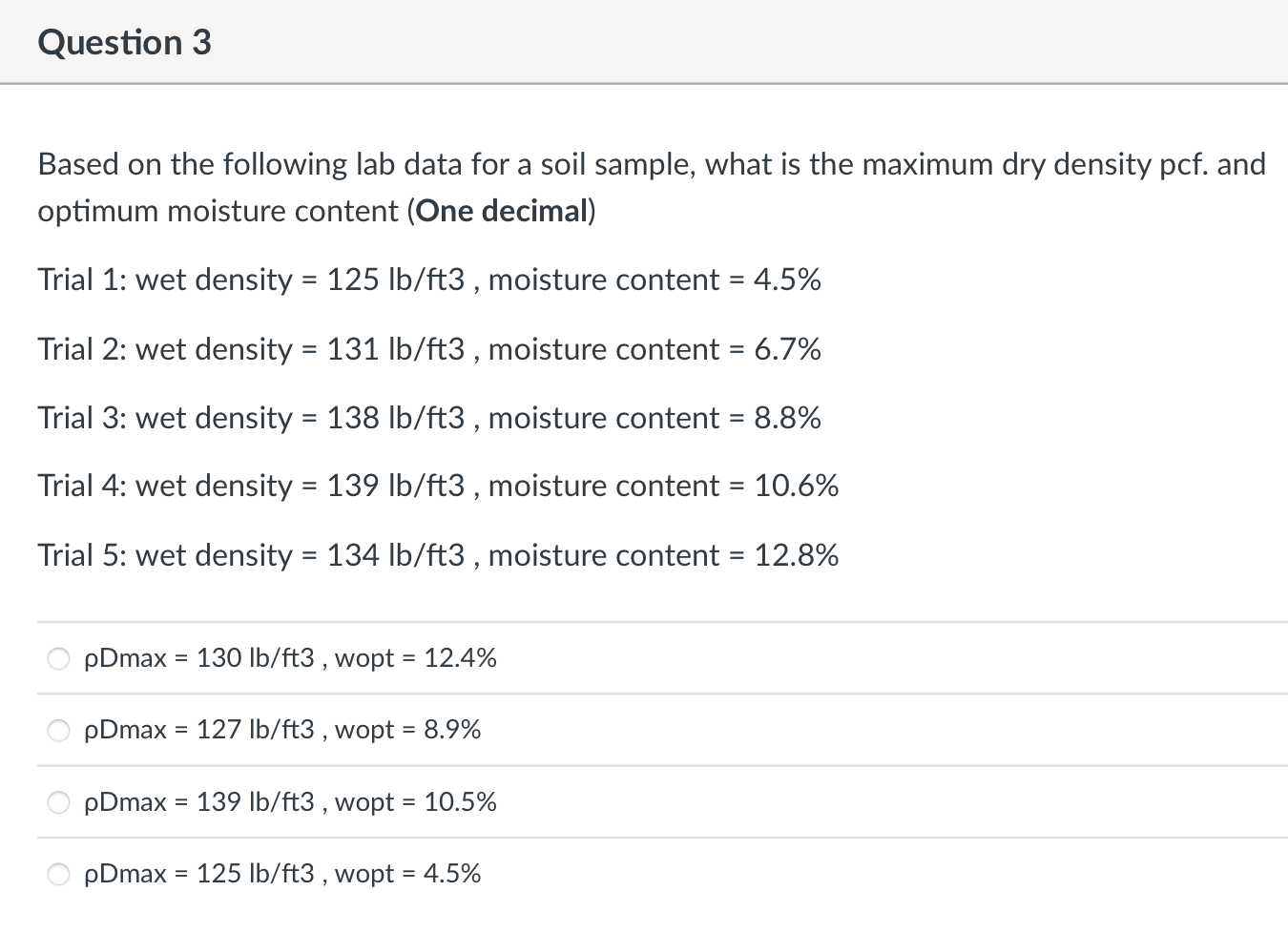 Solved Based on the following lab data for a soil sample, | Chegg.com