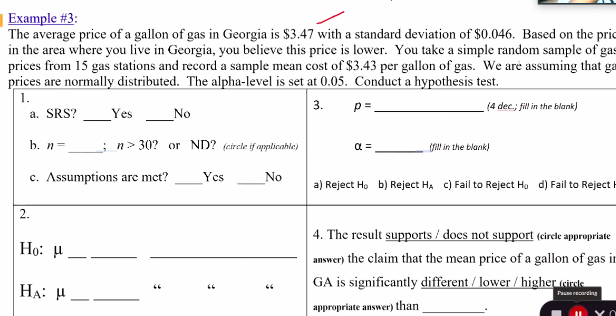 Solved Example #3: The average price of a gallon of gas in | Chegg.com