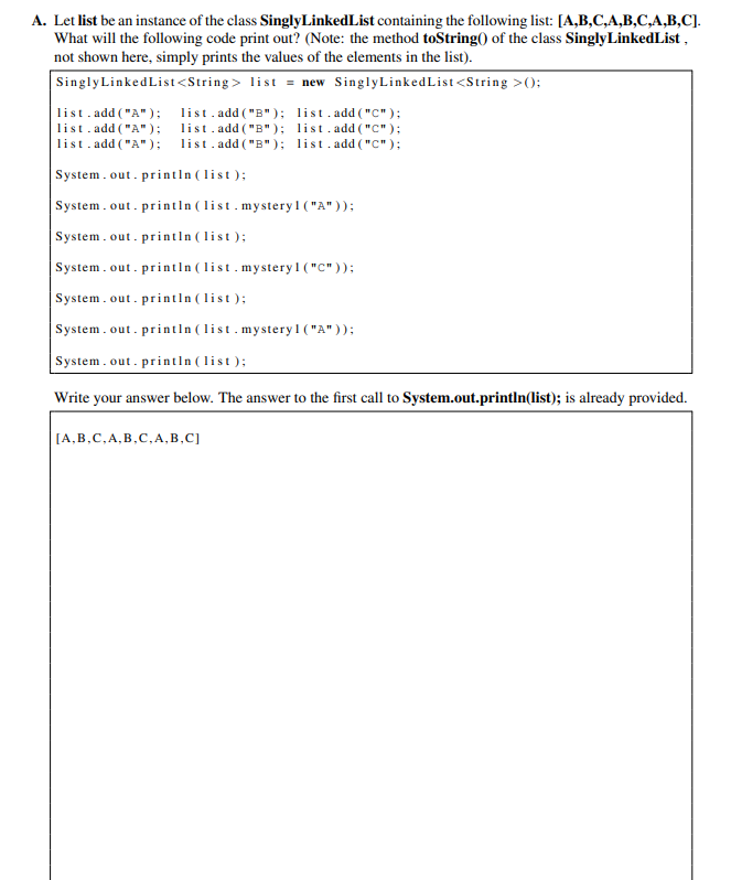 Solved Question 5 (10 marks) ) Consider the class | Chegg.com