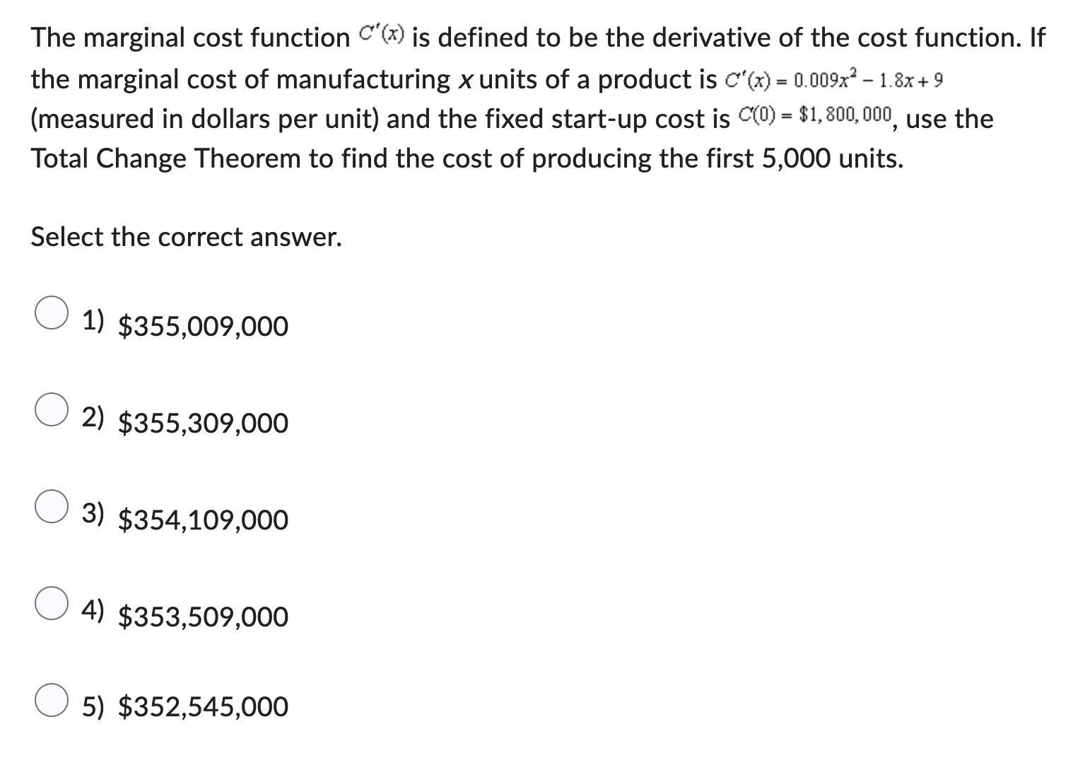Solved The marginal cost function C′(x) is defined to be the | Chegg.com
