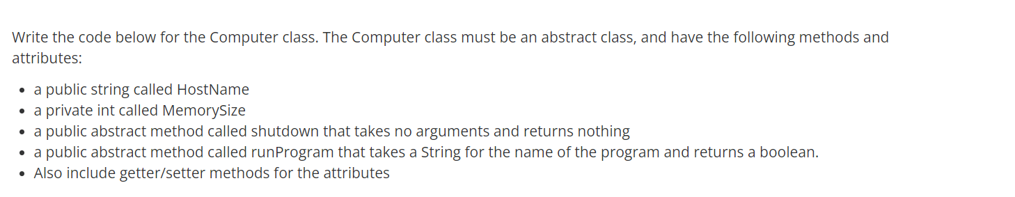 Solved Write the code below for the Computer class. The | Chegg.com