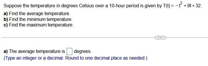 Solved Suppose the temperature in degrees Celsius over a | Chegg.com