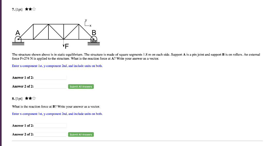 Solved 7. [1pt]↛∧∧ The structure shown above is in static | Chegg.com