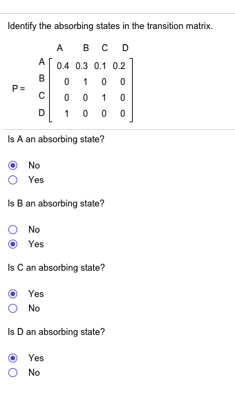 Solved Identify the absorbing states in the transition | Chegg.com