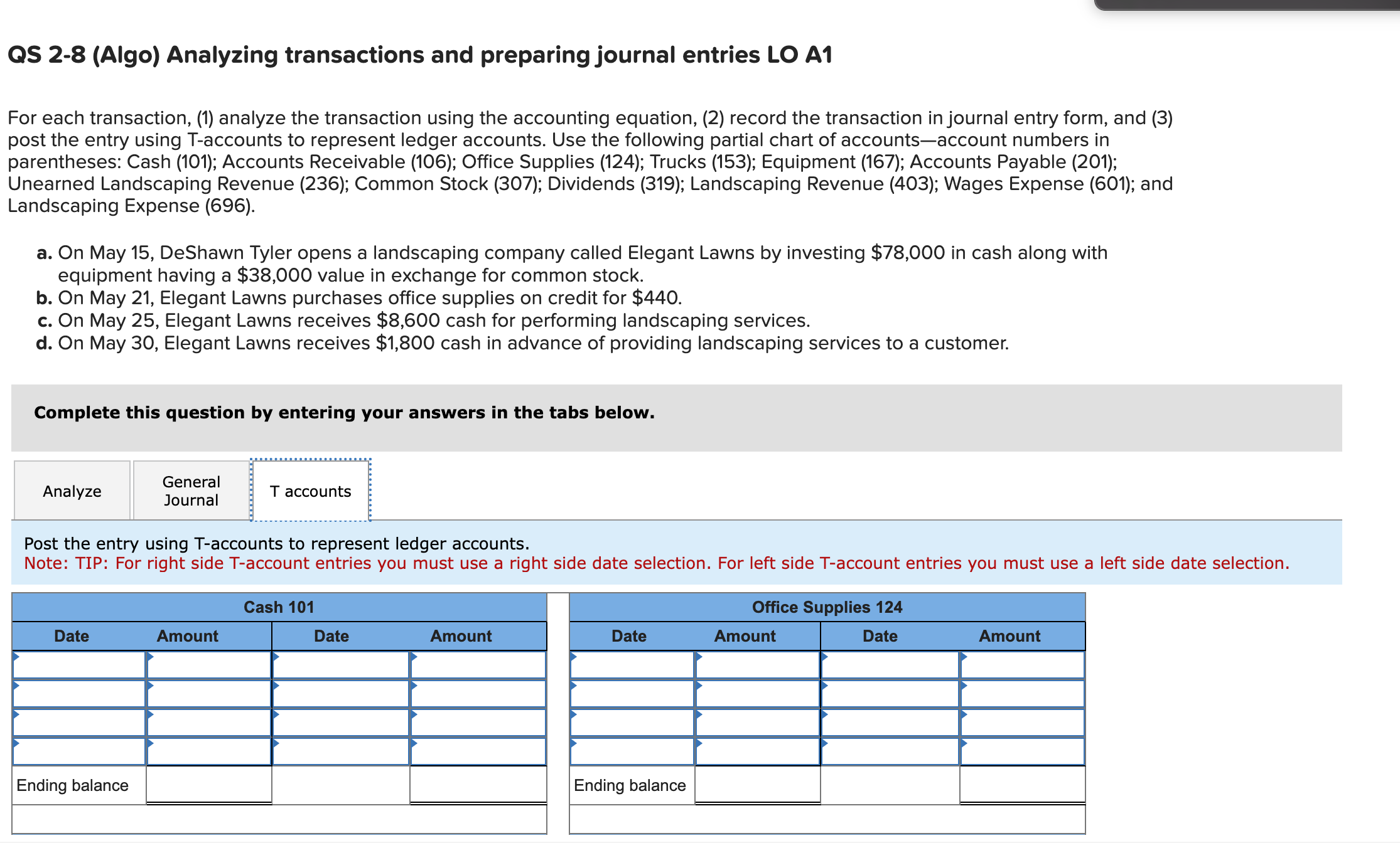 Solved QS 2-8 (Algo) Analyzing transactions and preparing | Chegg.com