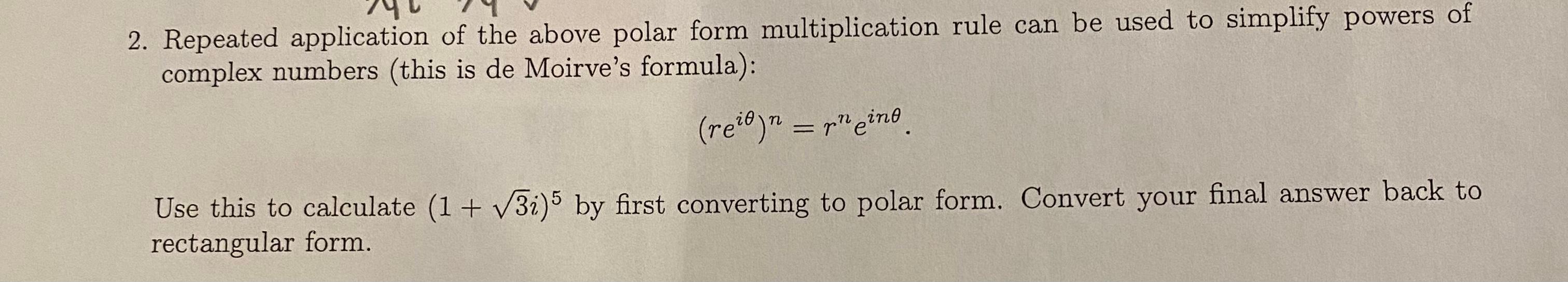 Solved Repeated application of the above polar form | Chegg.com