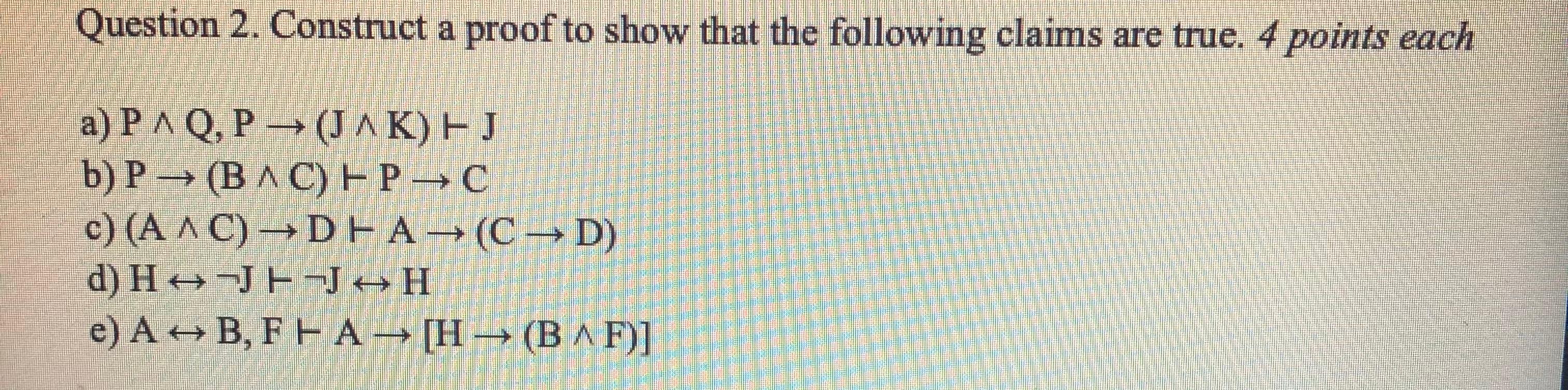 Question 2. Construct a proof to show that the | Chegg.com