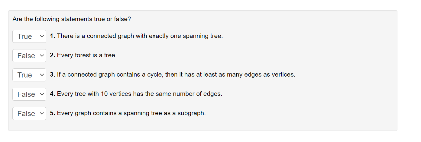 Solved Are The Following Statements True Or False 1 There