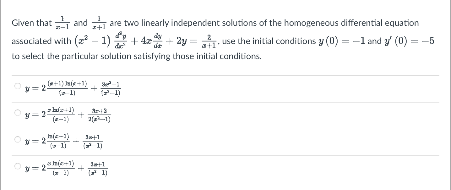 Solved Given that x−11 and x+11 are two linearly independent | Chegg.com