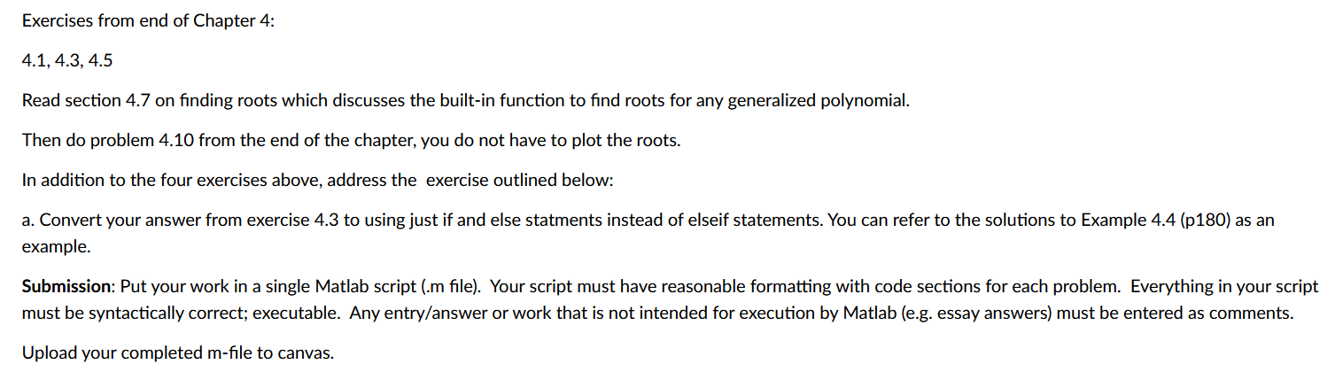 Solved Exercises from end of Chapter 4: 4.1,4.3,4.5 Read | Chegg.com