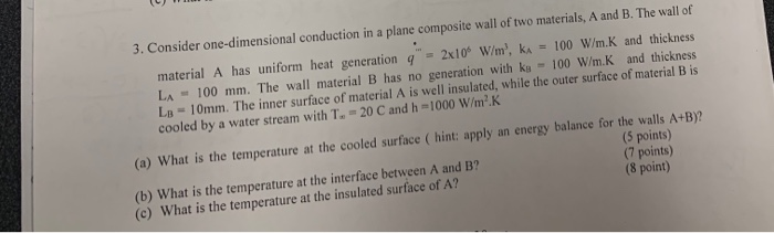 Solved 3. Consider one-dimensional conduction in a plane | Chegg.com