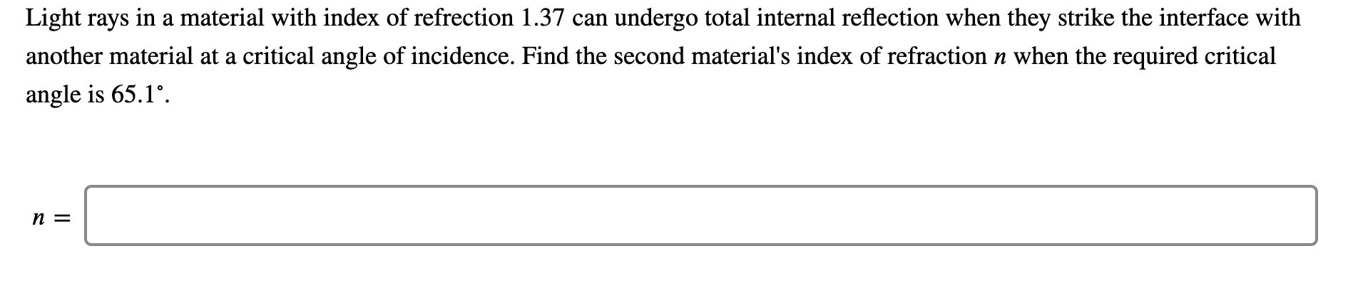 Solved Light rays in a material with index of refrection | Chegg.com