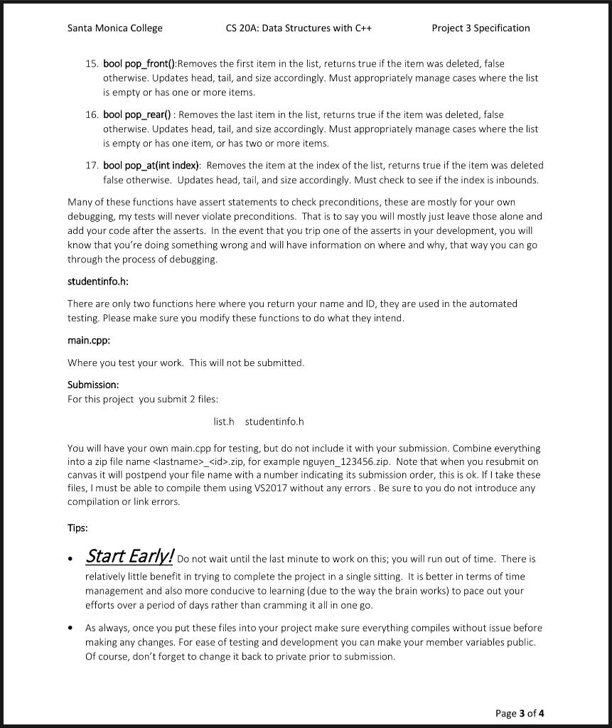 Solved Santa Monica College CS 20A: Data Structures with C++ | Chegg.com