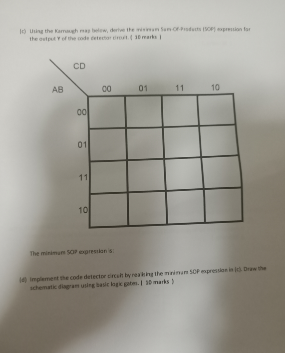 Solved Combinational Logic Design A four-bit code detector | Chegg.com