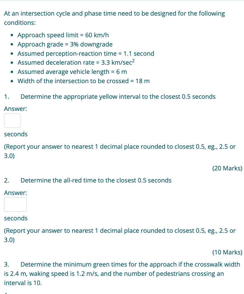 Solved . At an intersection cycle and phase time need to be | Chegg.com