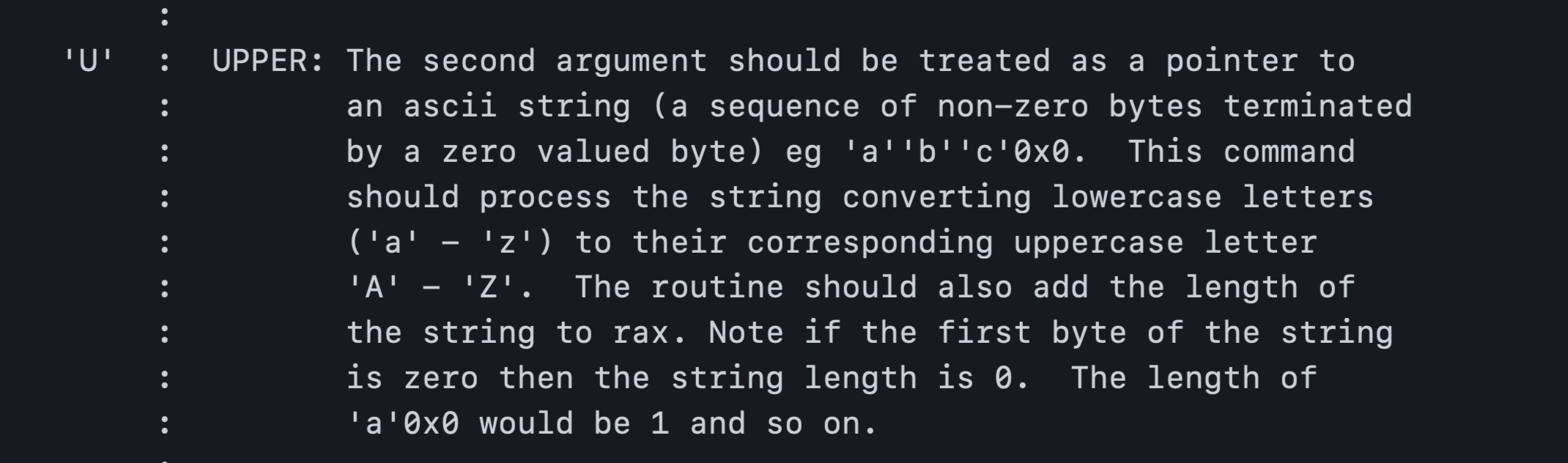 Solved 'U' : UPPER: The second argument should be treated as | Chegg.com