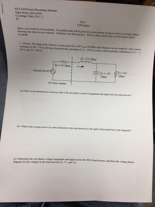 Solved The figure below shows a circuit model for a 100-V_ | Chegg.com