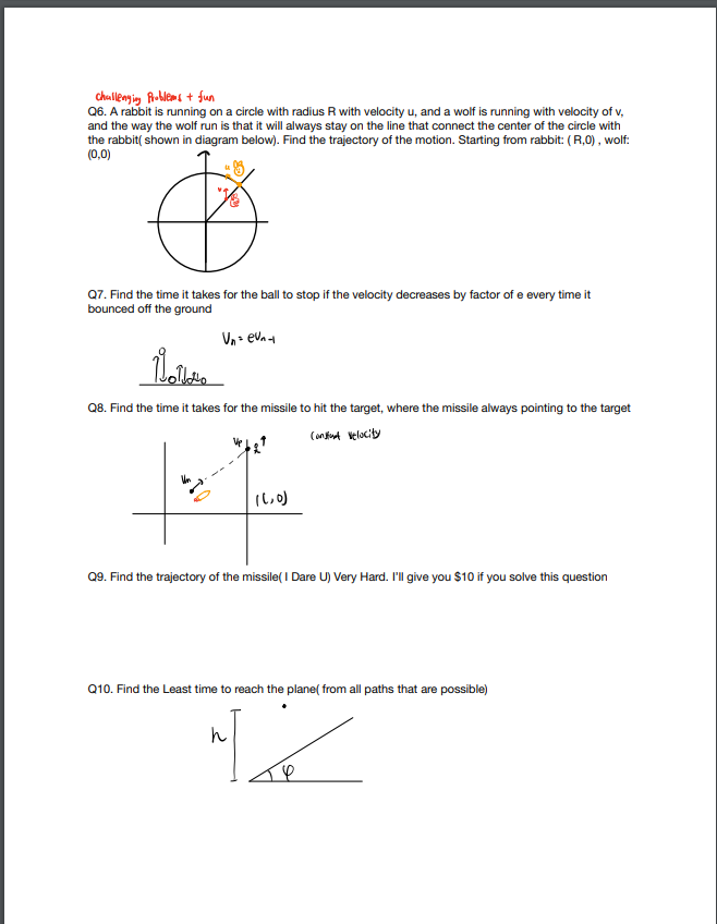 Solved Challenging problems + fun Q6. A rabbit is running on | Chegg.com