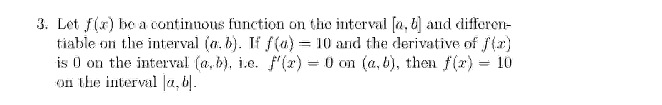 Solved Let f(x) ﻿be a continuous function on the interval | Chegg.com
