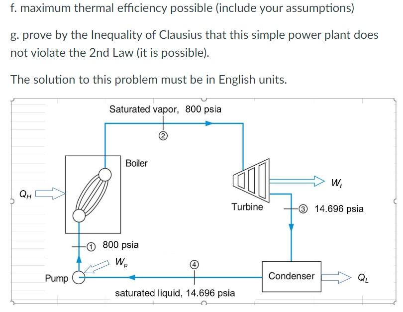 Solved f. maximum thermal efficiency possible (include your | Chegg.com