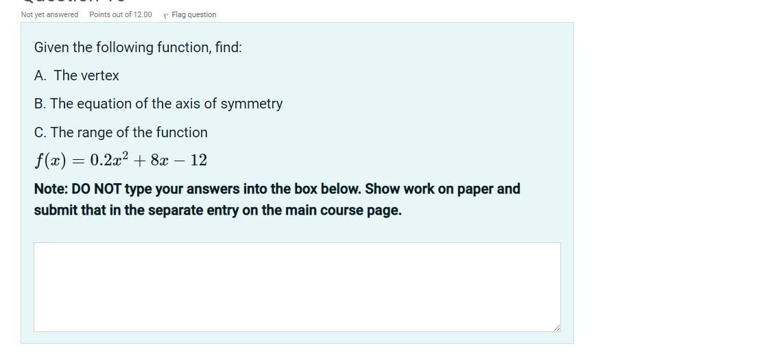 Solved For the following function, find: A. the x-and | Chegg.com