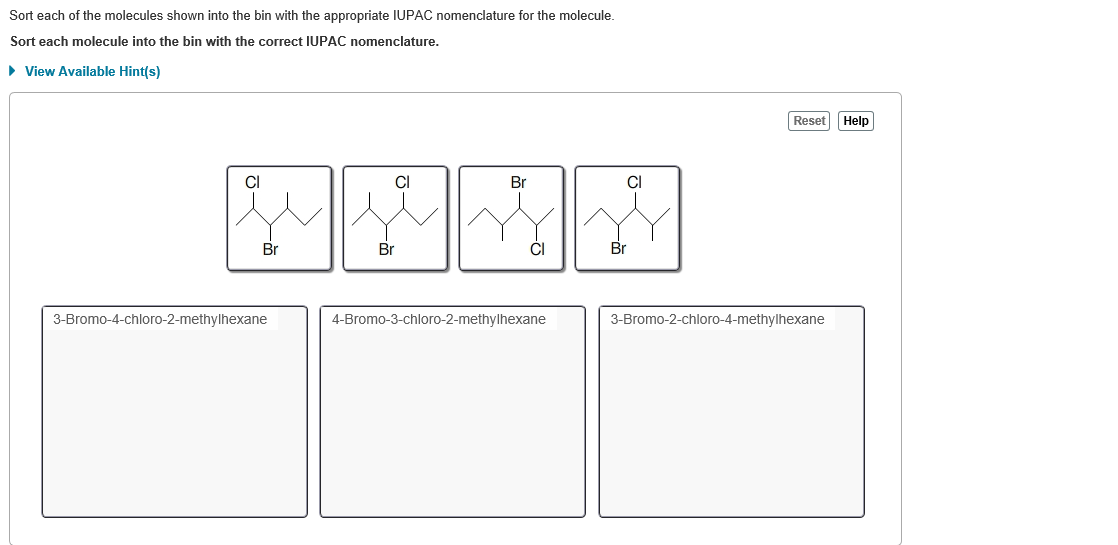 Solved Sort each of the molecules shown into the bin with | Chegg.com
