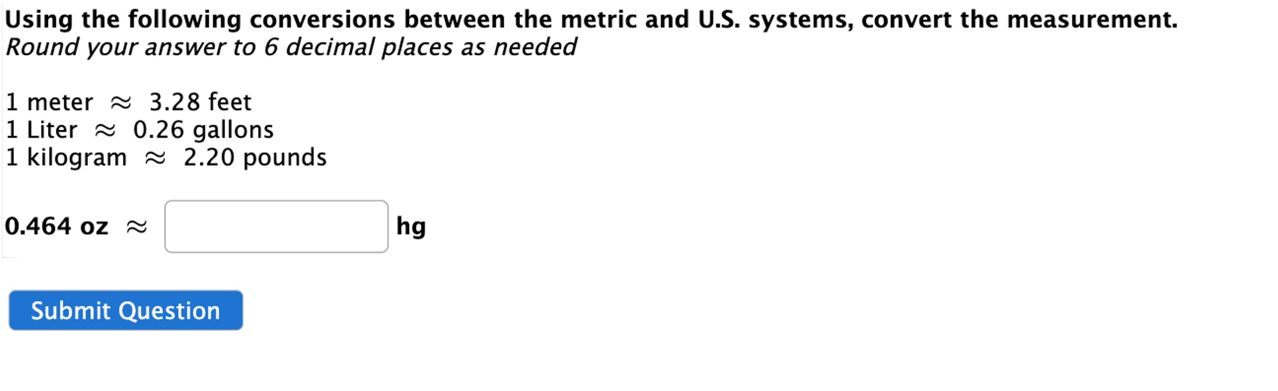 Solved Using the following conversions between the metric | Chegg.com