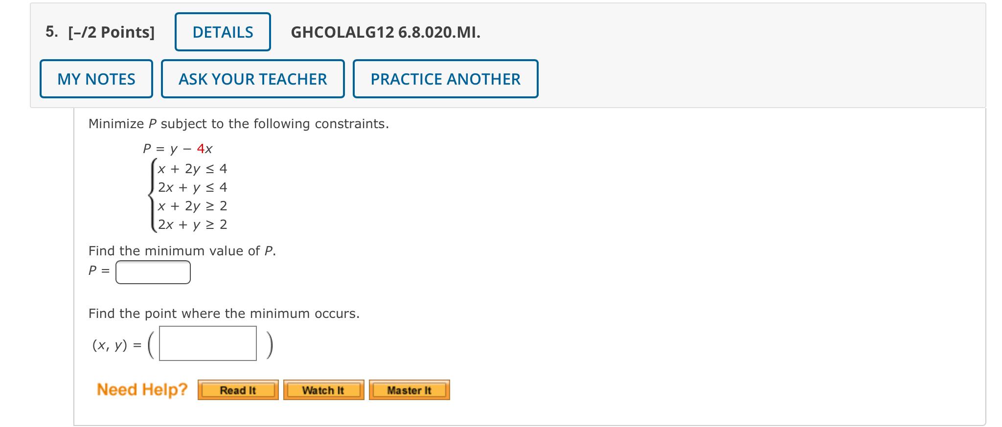 Solved Minimize P subject to the following constraints. | Chegg.com