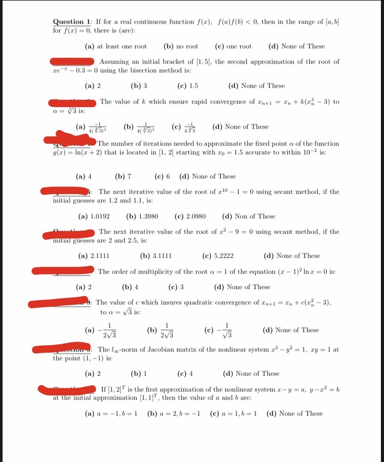 Solved Question 1: If for a real continuous function f(x), | Chegg.com