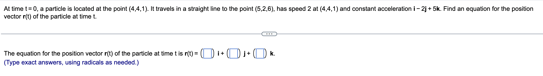 Solved At time t=0, a particle is located at the point | Chegg.com