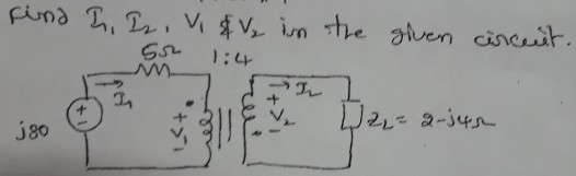 Solved find I, I, V 5o & V₂ in 1:4 the given circuit. j80 | Chegg.com