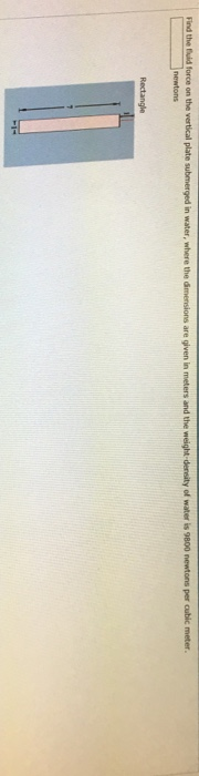 Find the fluid force on the vertical plate newtons e | Chegg.com