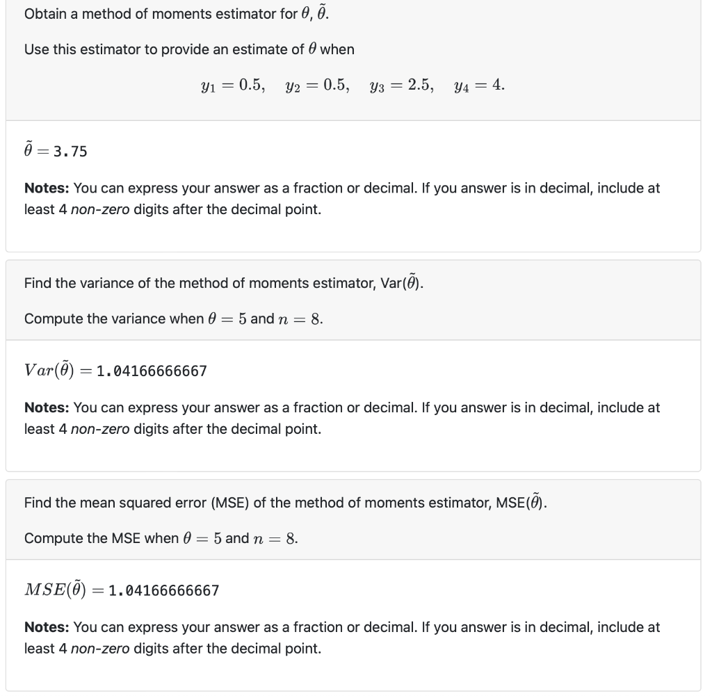 Solved Obtain A Method Of Moments Estimator For 0 õ Use