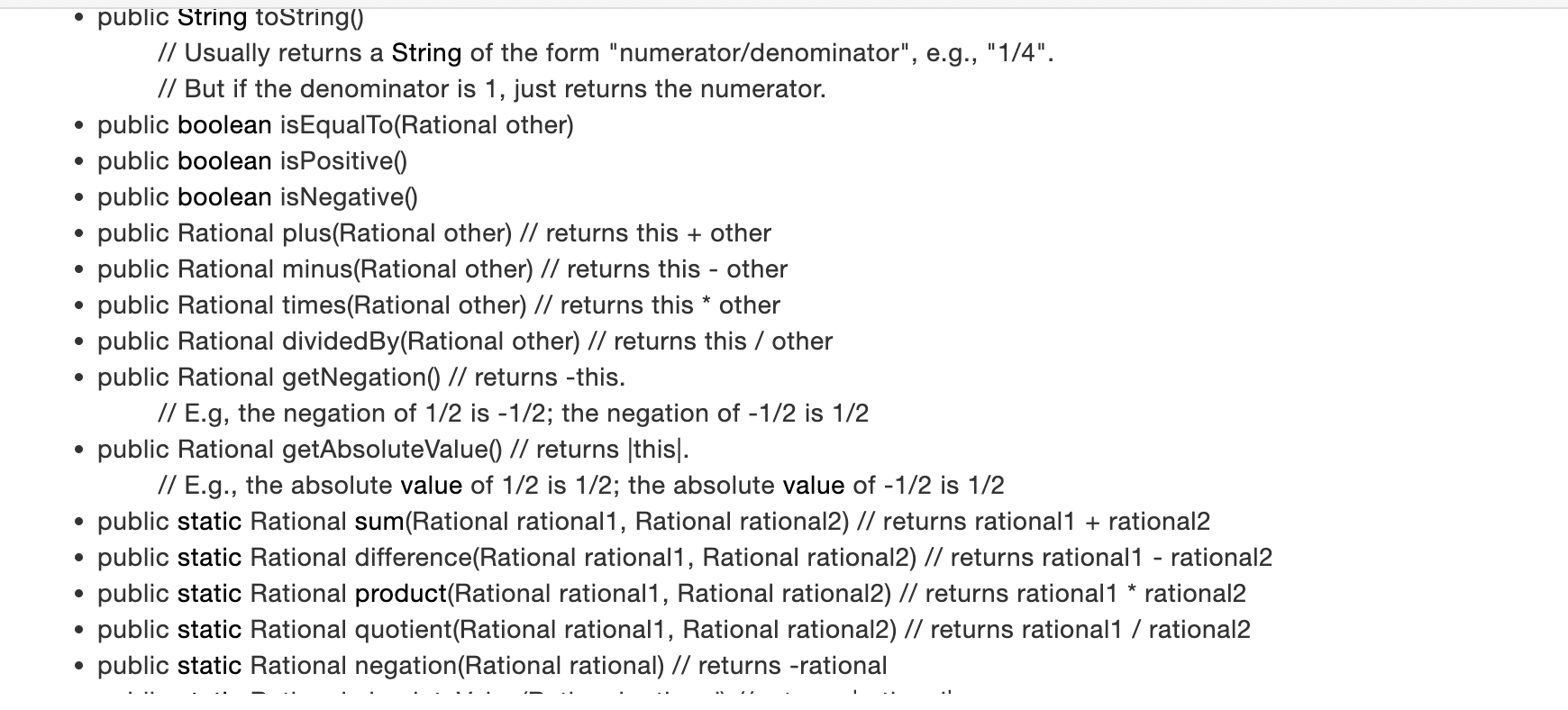 Solved Write a class named Rational for representing | Chegg.com