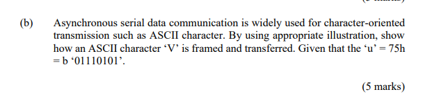 Solved (b) Asynchronous serial data communication is widely | Chegg.com