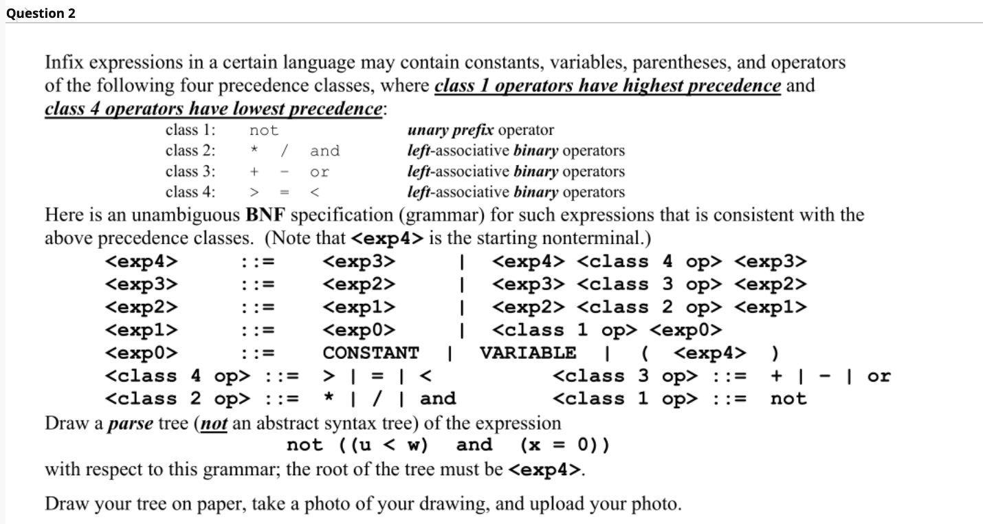 Solved Question 2 not * and + or Infix expressions in a | Chegg.com