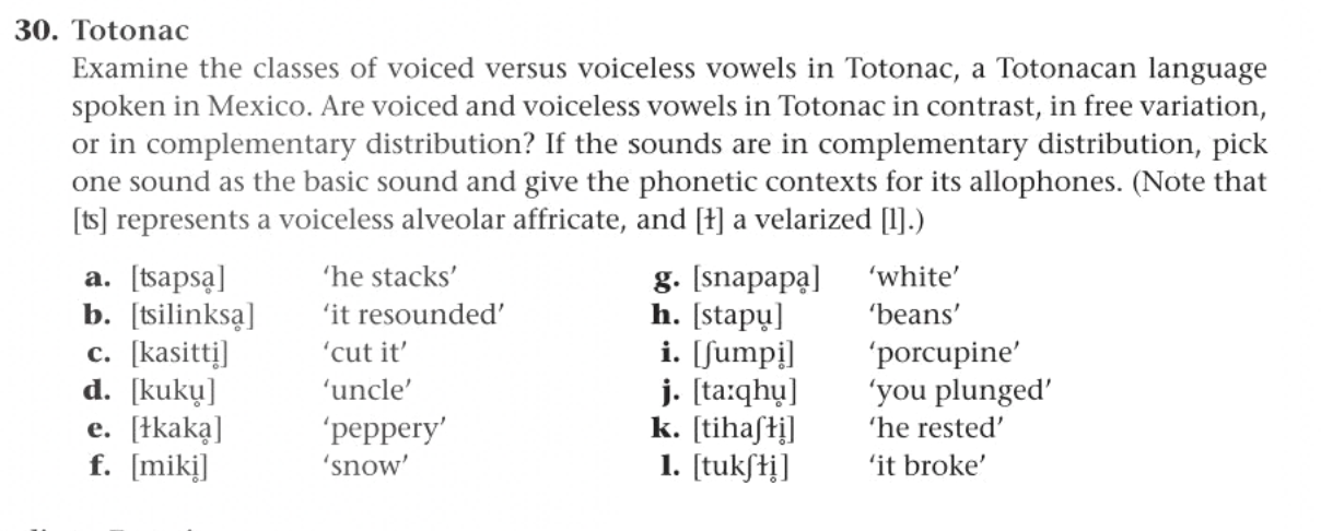 30. Totonac Examine the classes of voiced versus | Chegg.com
