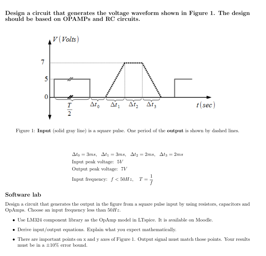 Solved Figure 1: Input (solid gray line) ﻿is a square pulse. | Chegg.com