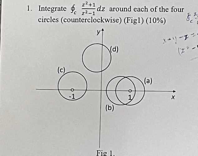 Solved 1. Integrate $ *dz around each of the four z2+1 22-1 | Chegg.com