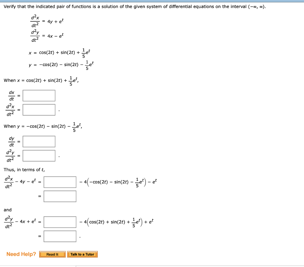 Solved Verify that the indicated pair of functions is a | Chegg.com