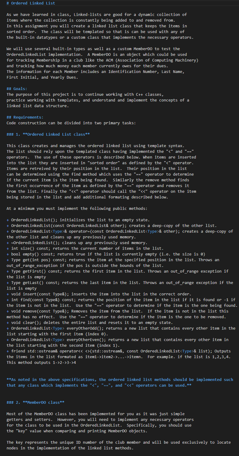 Solved I just need help with the MemberDO.cpp. Everything | Chegg.com