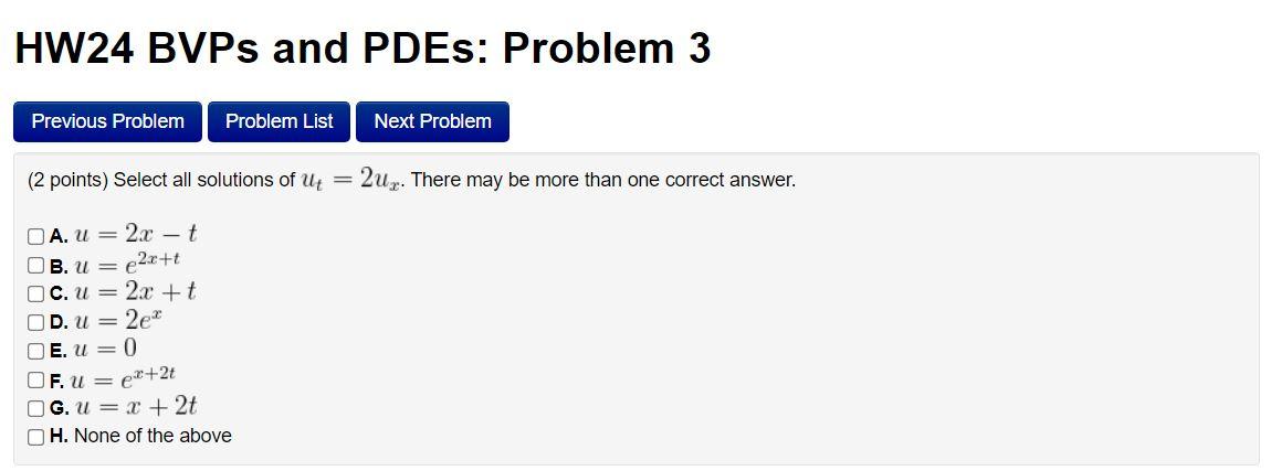 Solved HW24 BVPs and PDEs: Problem 3 Previous Problem | Chegg.com